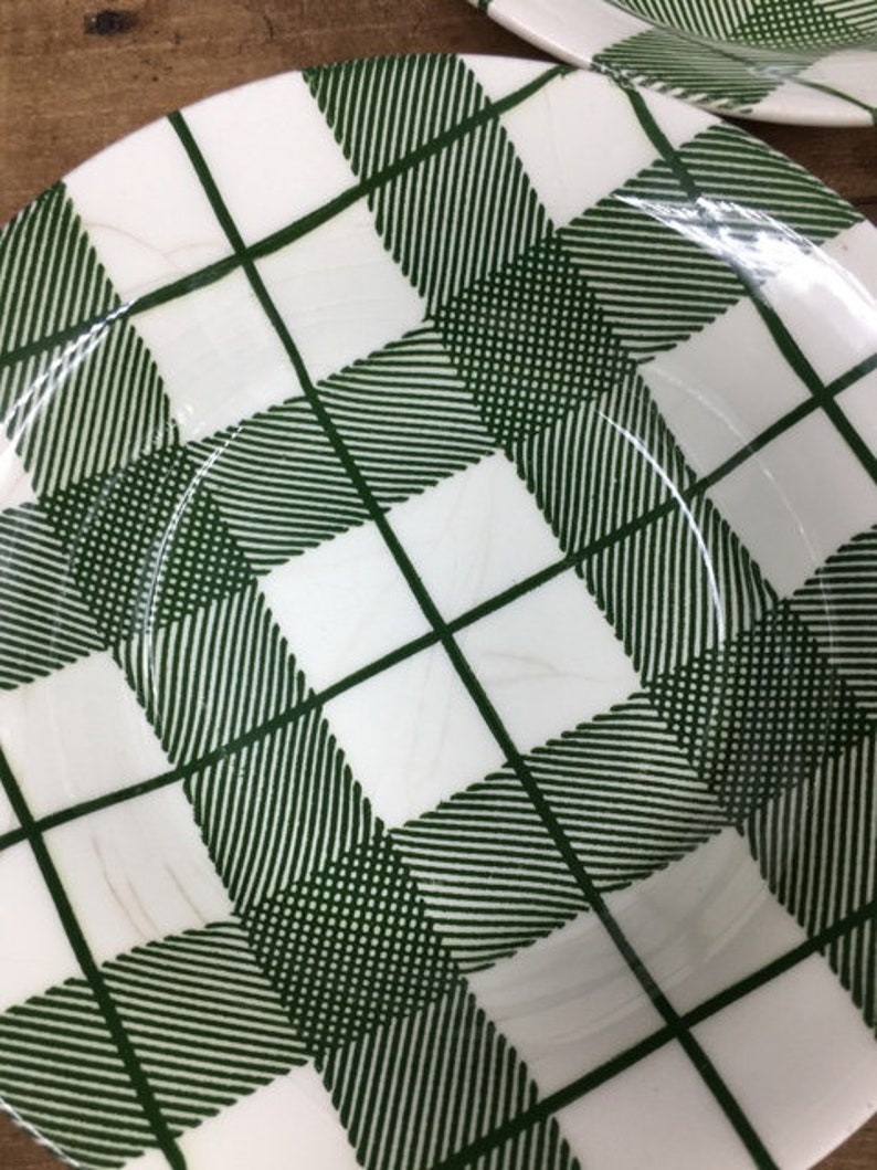Royal China Berry Bowls Green Plaid Pattern Set of 3 Hard To | Etsy