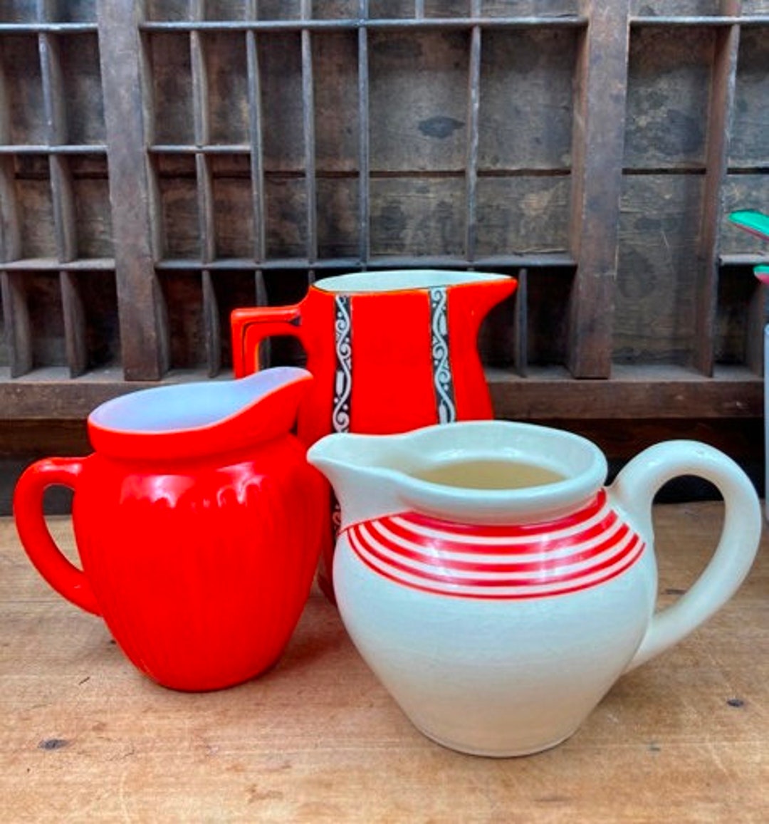 Mismatched Creamer Collection Orange Red Hazel Atlas Creamer Art Deco ...