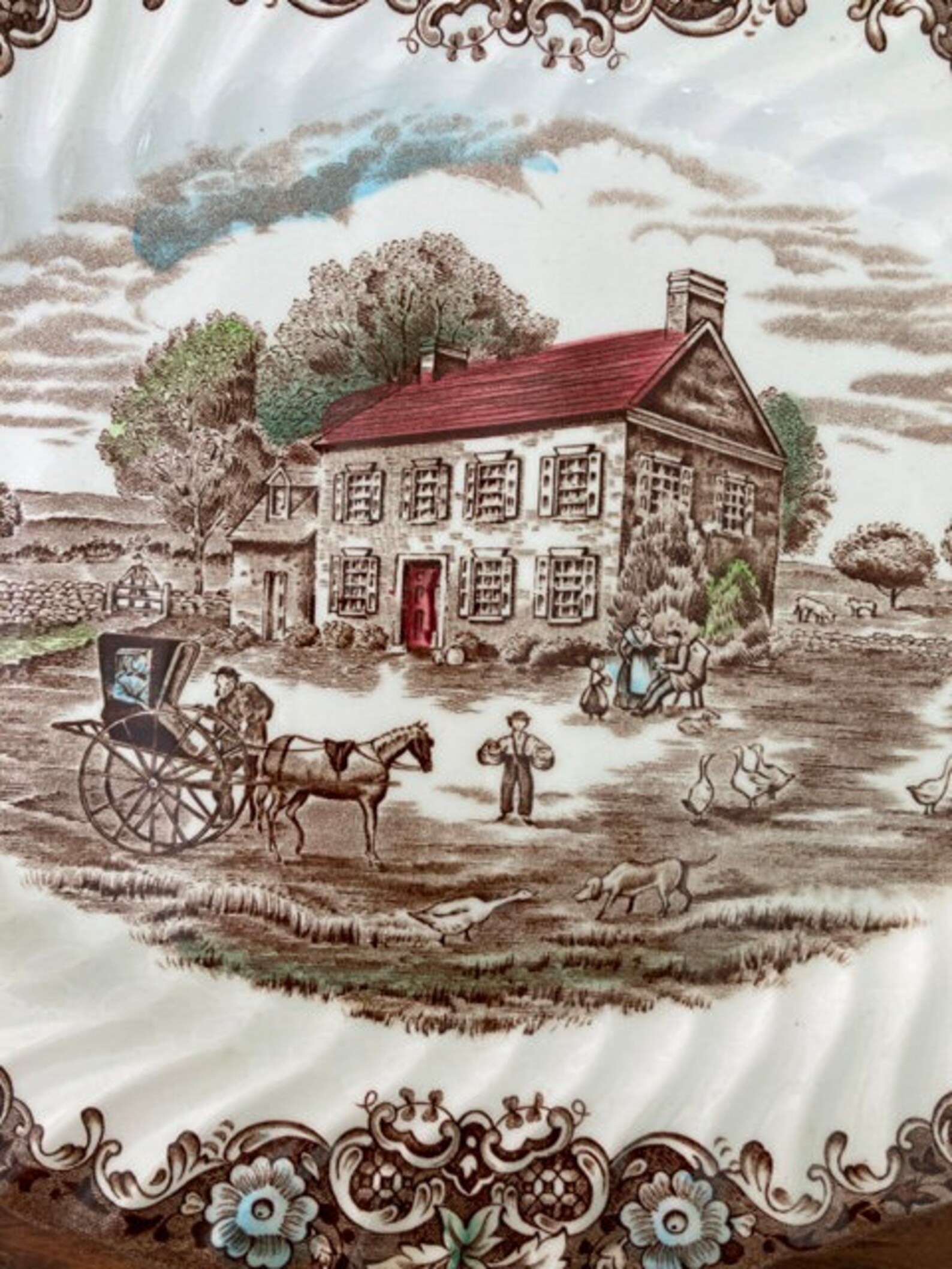 Johnson Brothers Heritage Hall Brown Transferware Platter - Etsy