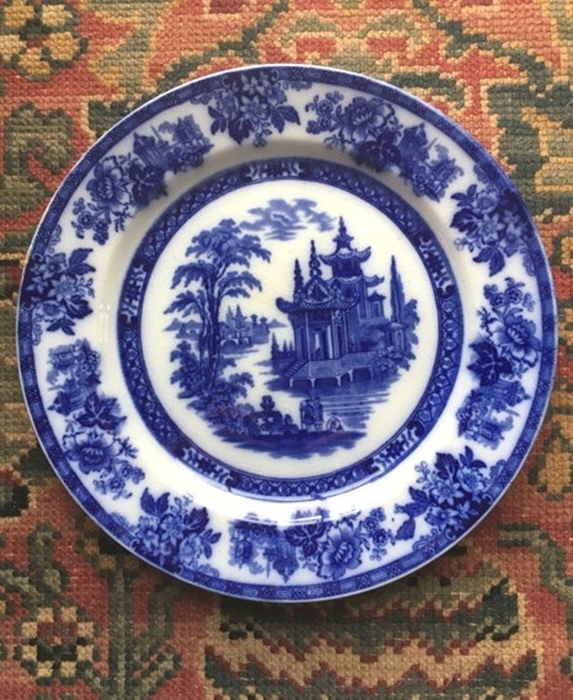 Flow Blue Plate Royal Doulton Madras Pattern Antique - Etsy