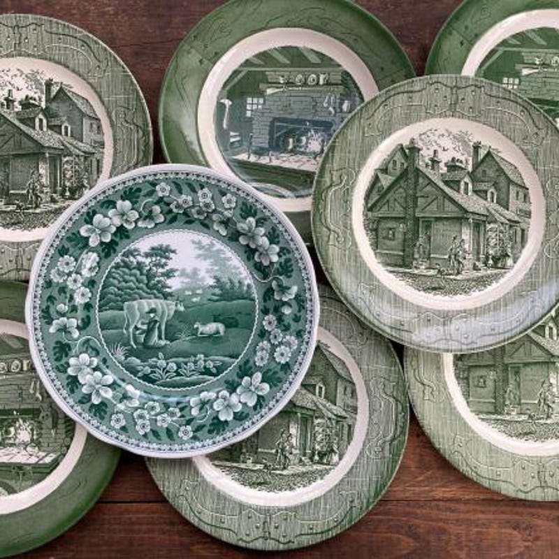 Green Transferware - Etsy