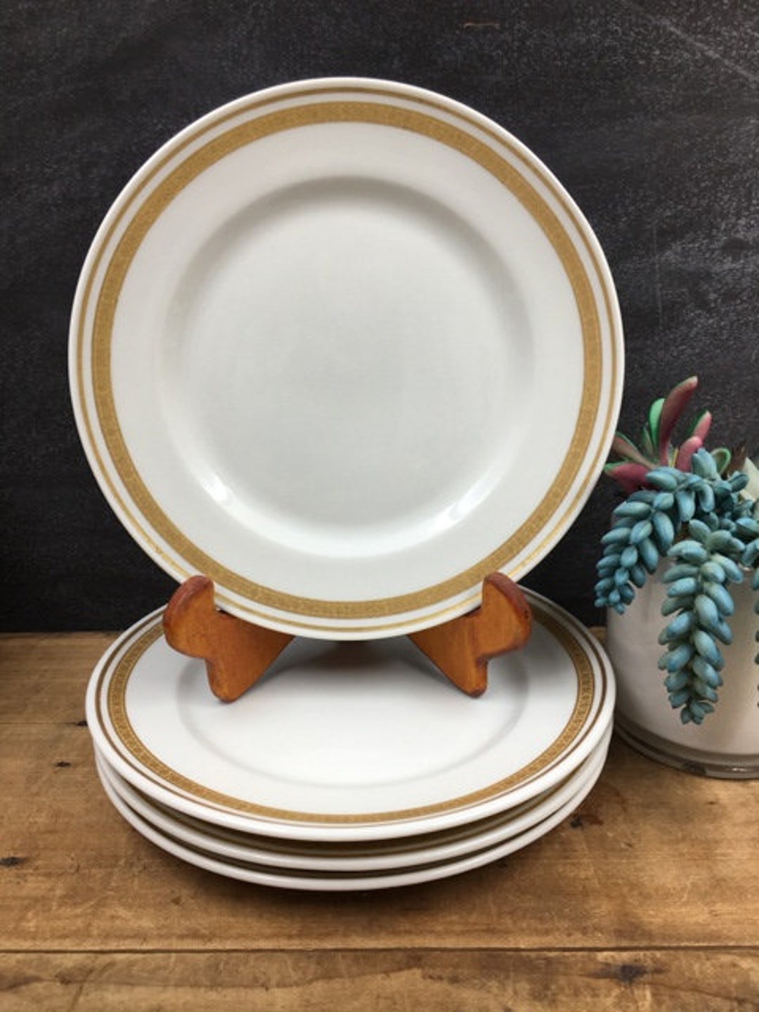 Antique Ironstone Plates Set of 4 Gold Rimmed Lamberton China Plates ...
