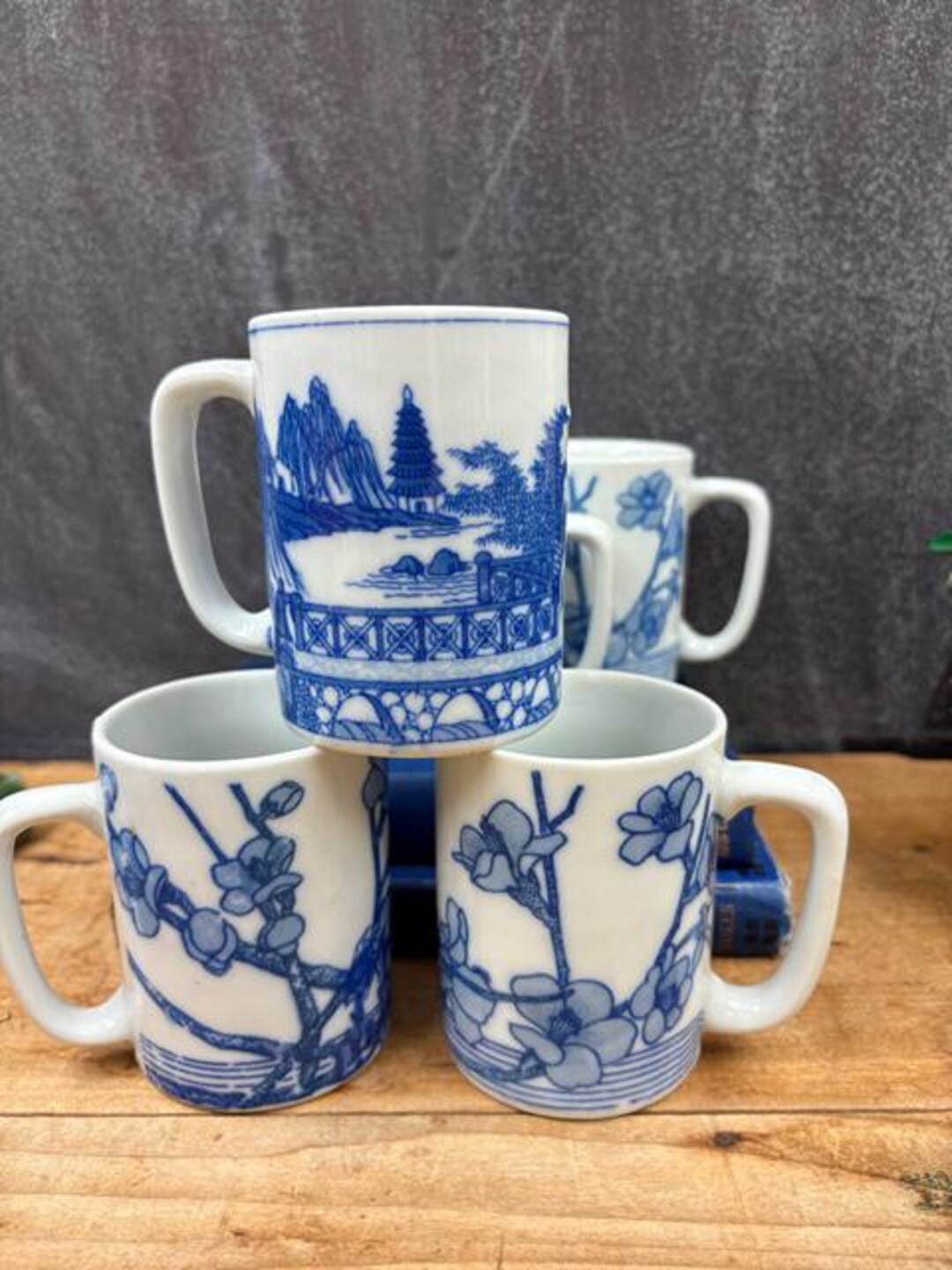 Albert Kessler Chinoiserie Mug: Blue Willow or Cherry Blossom Floral - Etsy