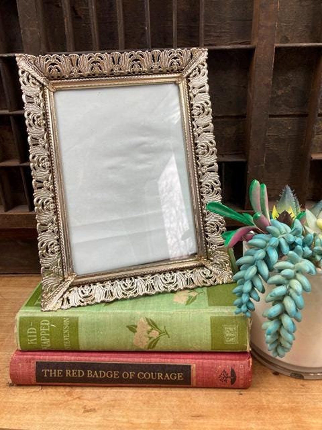 Vintage Ormolu Frame Reticulated Metal Gold Tone With White Hollywood ...