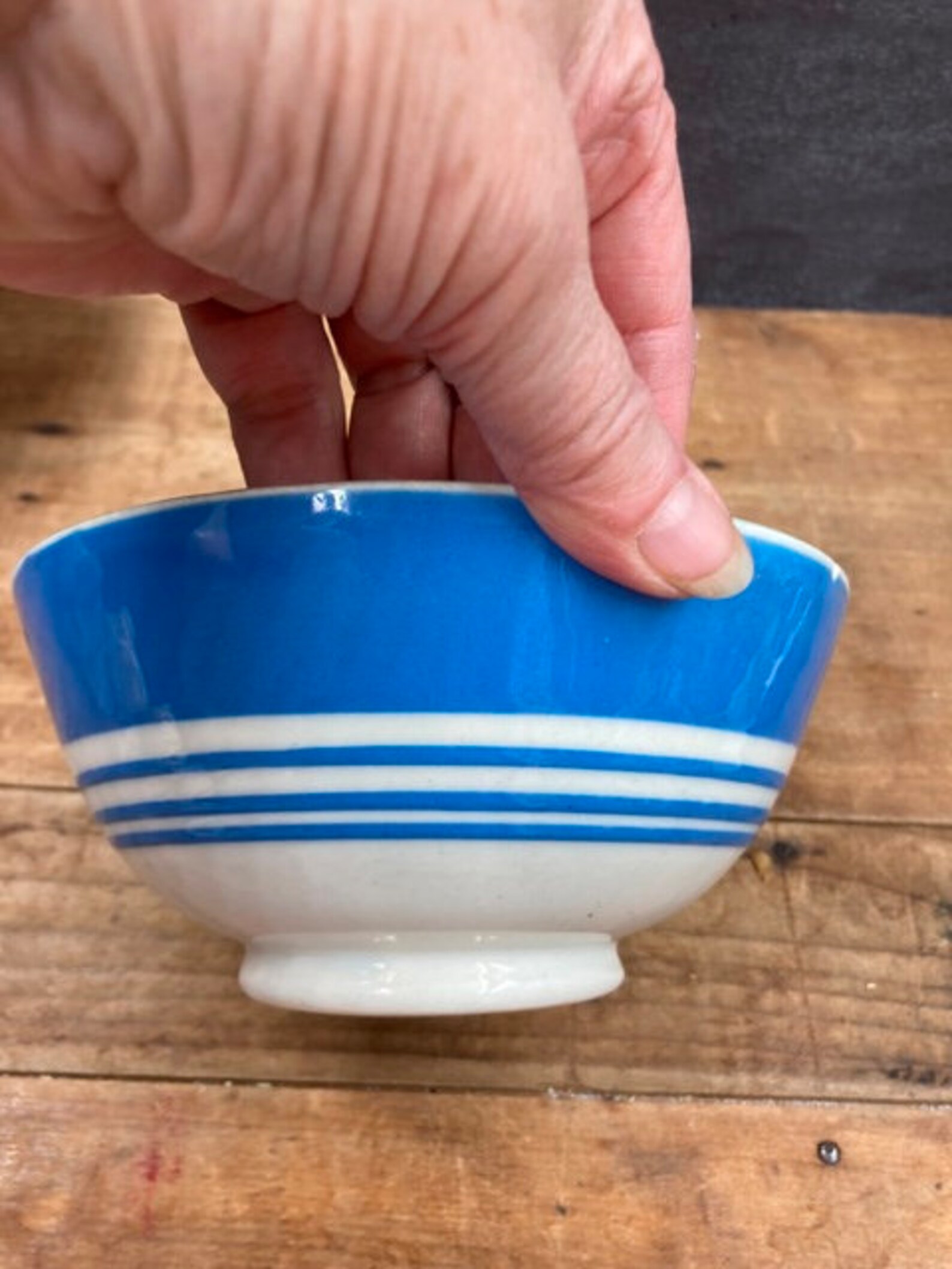 Blue Striped Bowl Vintage English Blue Banded Pottery Bowl - Etsy