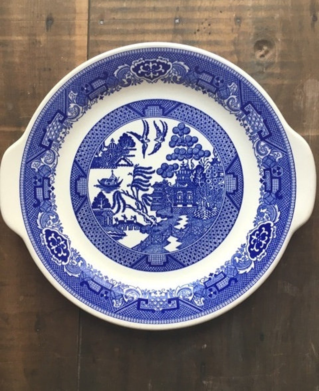 Vintage Blue Willow Ware Chop or Cake Plate Blue Transferware Royal ...