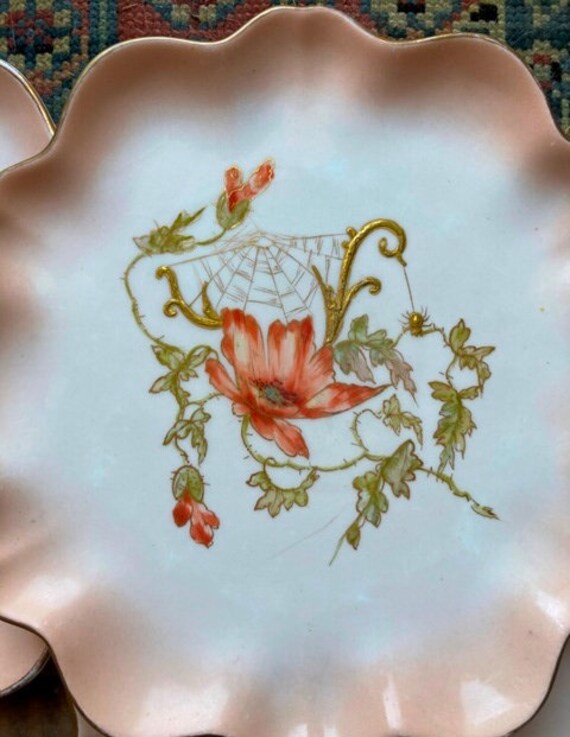 Spider Web Plates Scallop Edged Cabinet Plate Gilt Edge Hand - Etsy