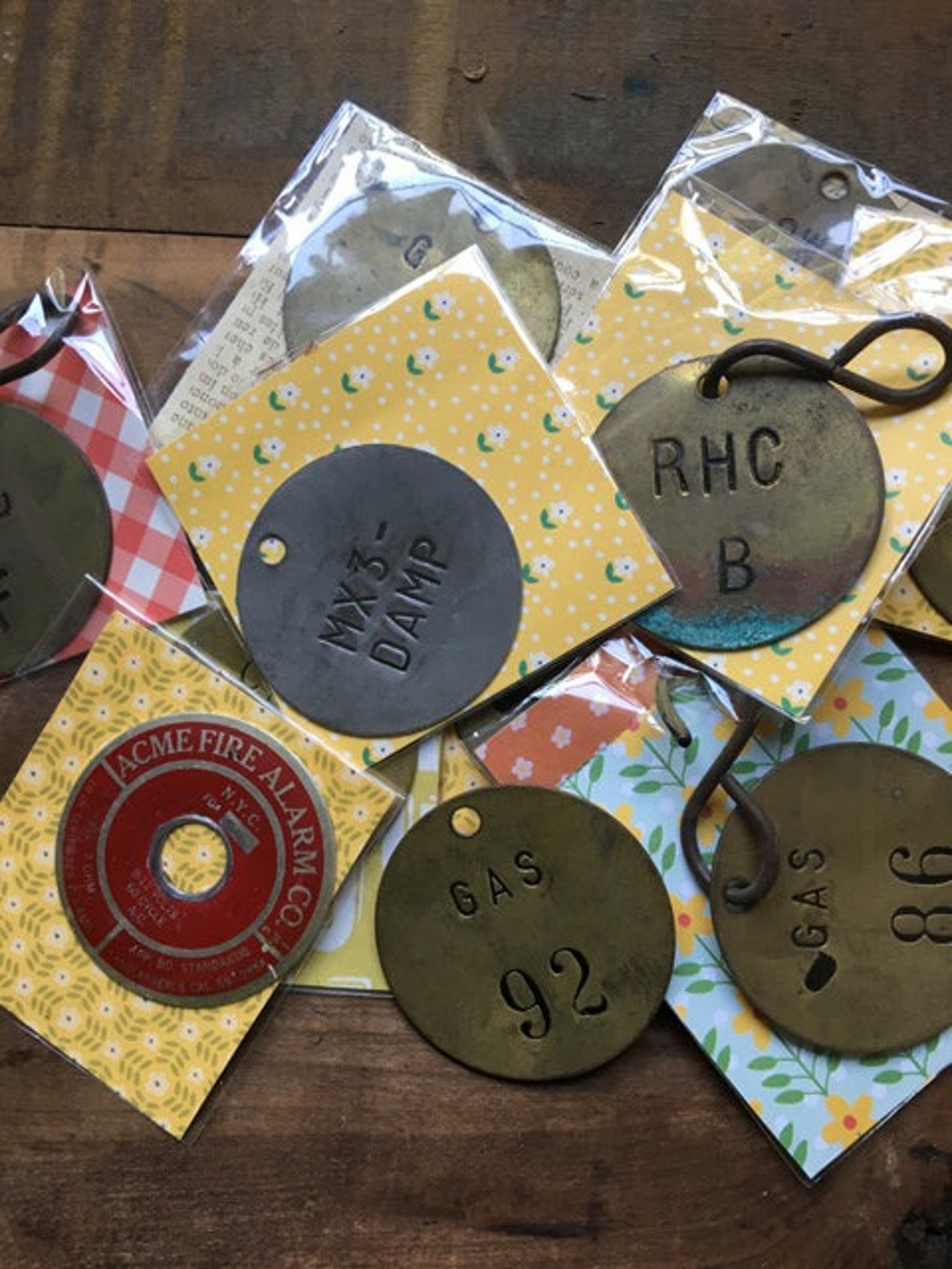 Vintage Brass Tag Metal Key Fobs Labeled Numbered Tags | Etsy