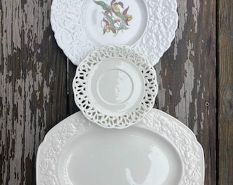 Set of 3 Plain White Antique Ironstone Plates, English Ironstone ...