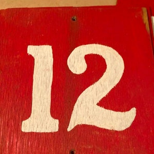 Rustic Red Painted Number Sign: Vintage Farmhouse Decor - Etsy