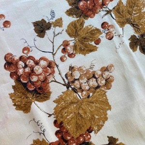 Vintage Luther Travis Tablecloth Grapes and Leaves Linen Rectangular 74 ...