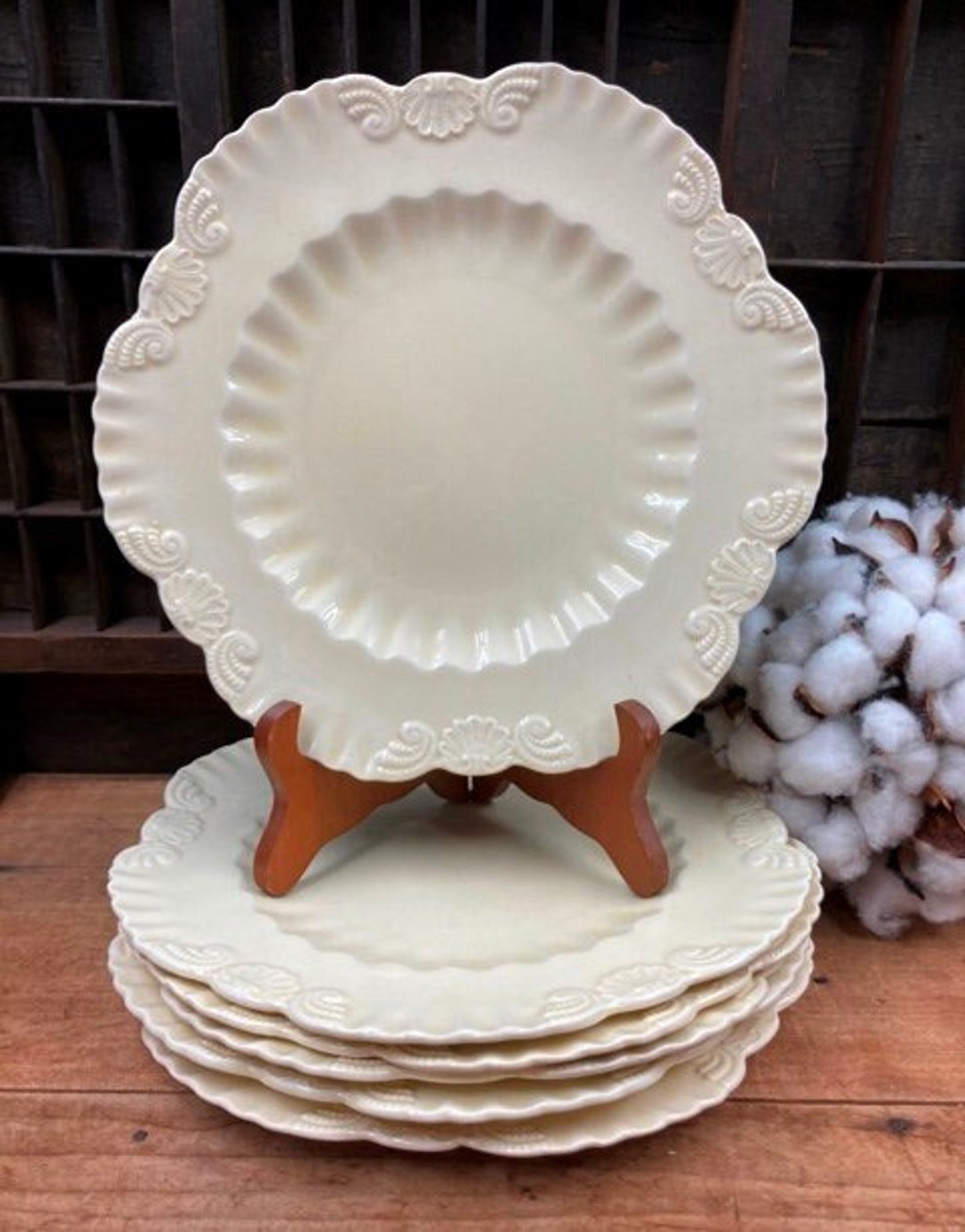 Vintage Coalport Ivory White Plates Kings Ware Embossed No Trim Antique ...