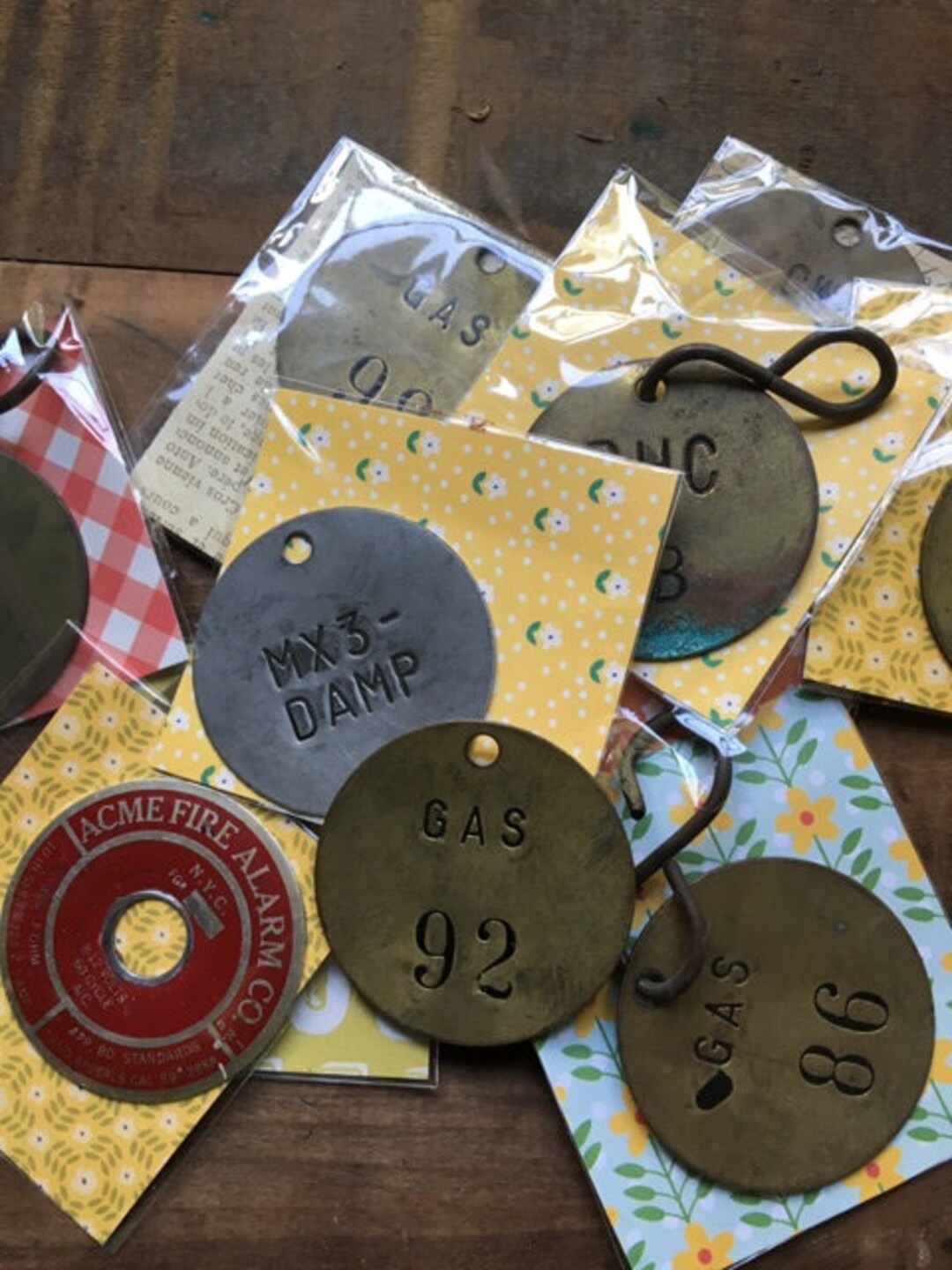 Vintage Brass Tag Metal Key Fobs Labeled Numbered Tags Farmhouse ...