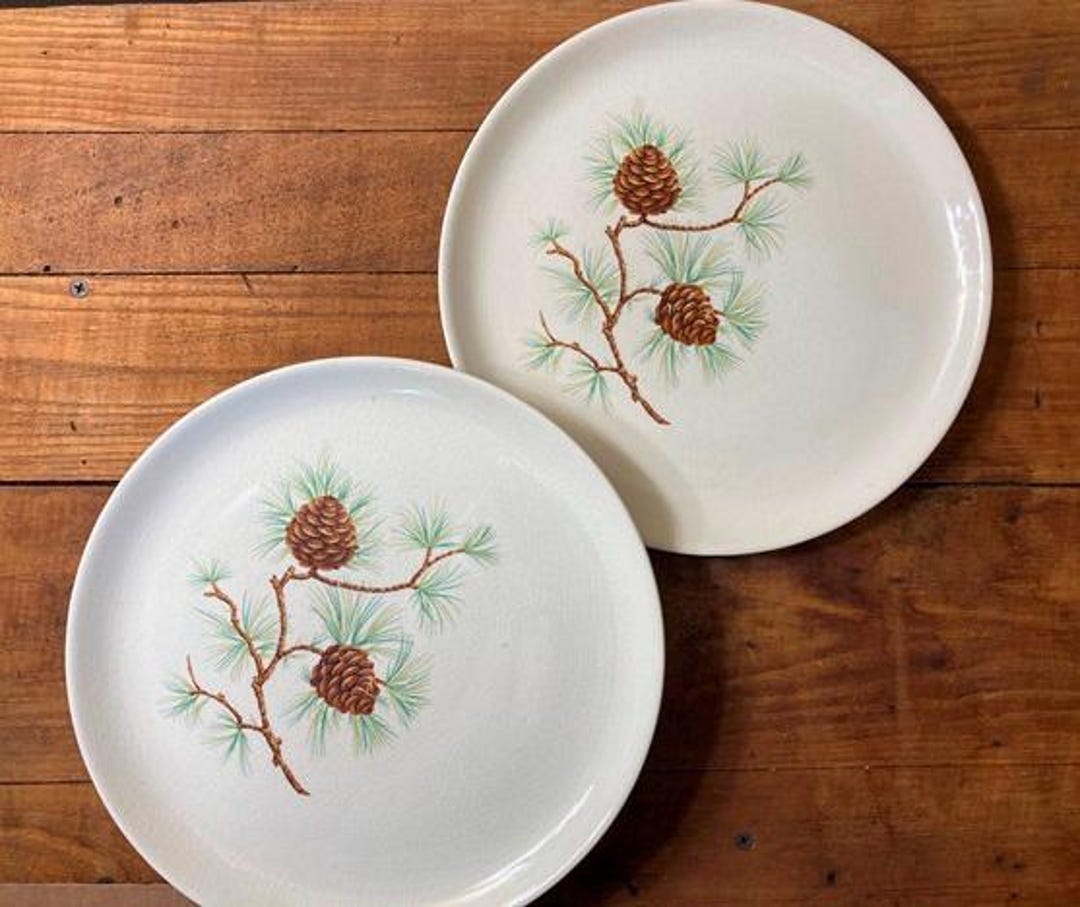 Vintage Pine Cone Plates French Saxon China Pinecone Plates Set of 2 ...