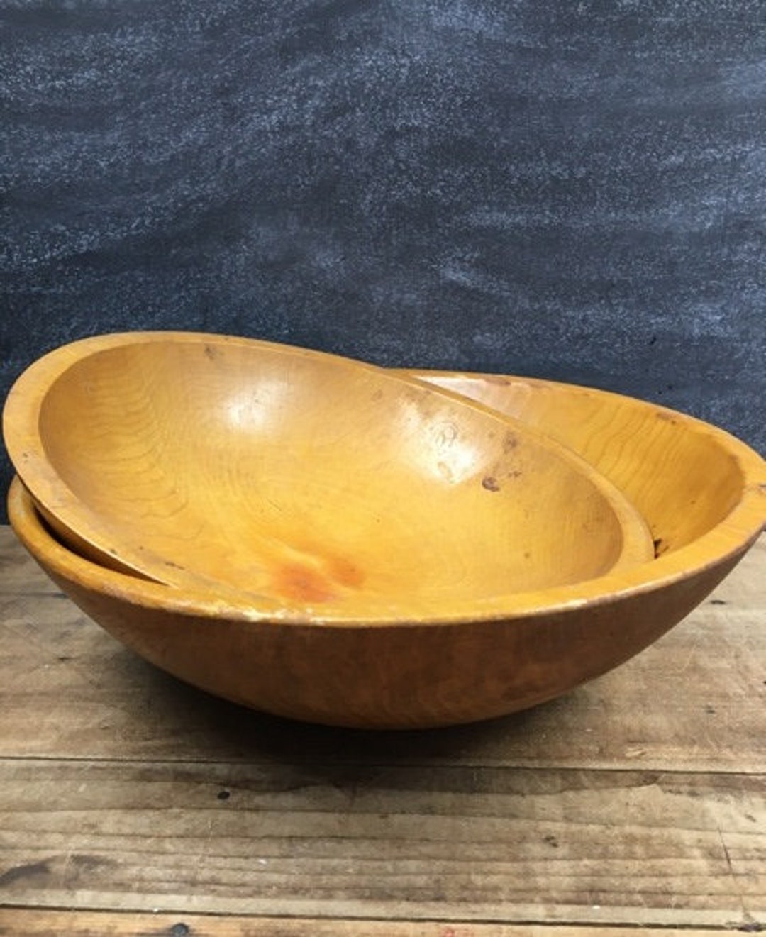 Rustic Wood Salad Bowl Vintage Medium OR Large Rustic Wooden Display ...