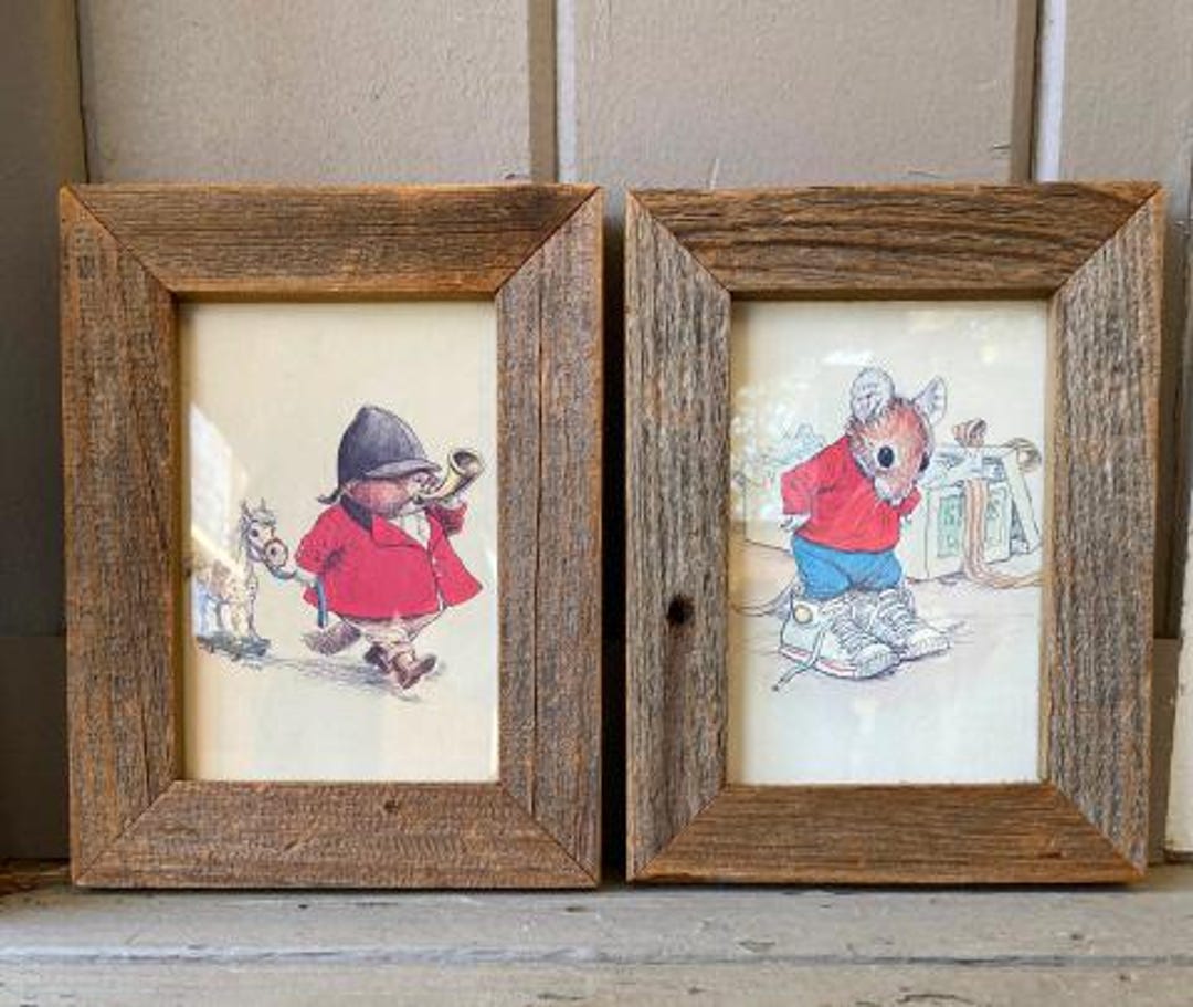 Vintage Wallace Tripp Mouse Prints: Framed Barn Board Art, Set of 2 - Etsy