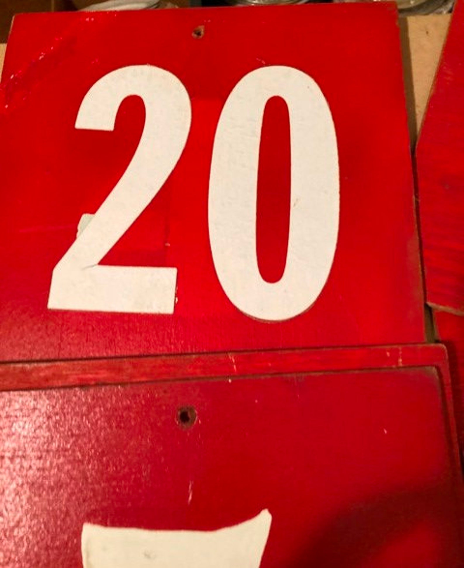 Rustic Red Painted Number Sign: Vintage Farmhouse Decor - Etsy
