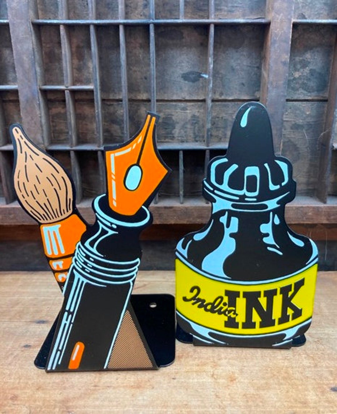 Bookends Mid Century Modern Metal POP ART Graphics Hyde Park Lookends ...