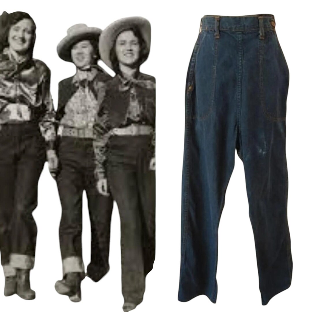 1940s Carol Casual Cowgirl Jeans / Vintage 40s Western Dark Denim ...