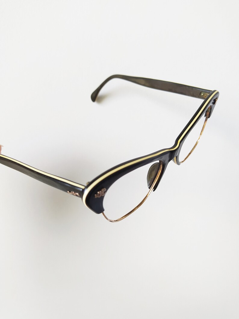 1950s Wonderful Winged Frames / Vintage 50s Grey + Yellow Stripe Lucite ...
