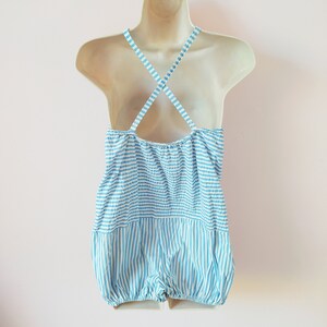 1940s Bathing Bombshell Swimsuit / Vintage 40s Blue White Striped ...