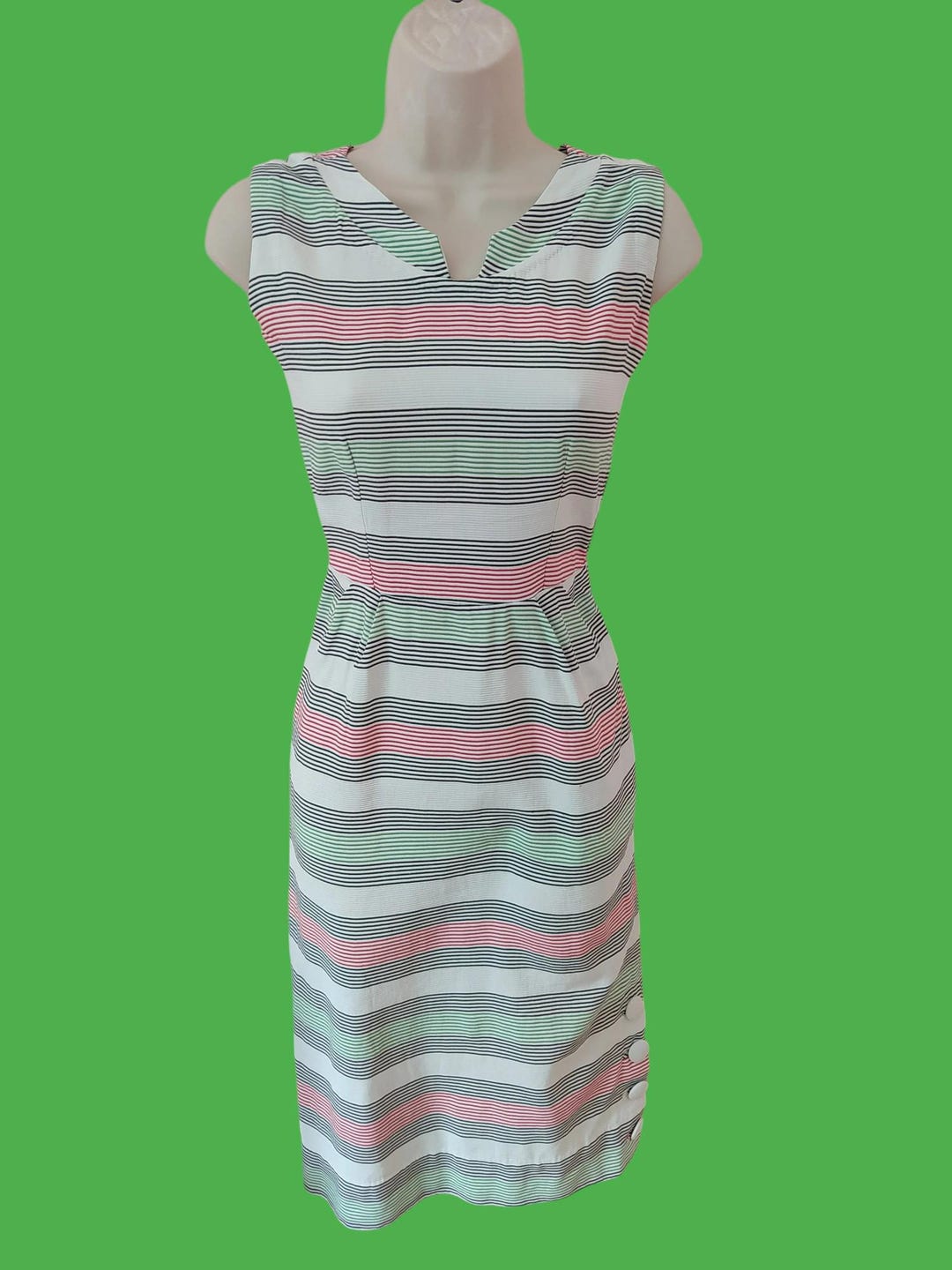 1950s Sophia Sizzling Striped Dress / Vintage 50s White + Black + Red ...