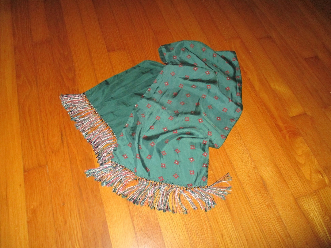 1940s 1950s Dapper Dan Scarf / Vintage 40s 50s Forest Green, Red, Black ...