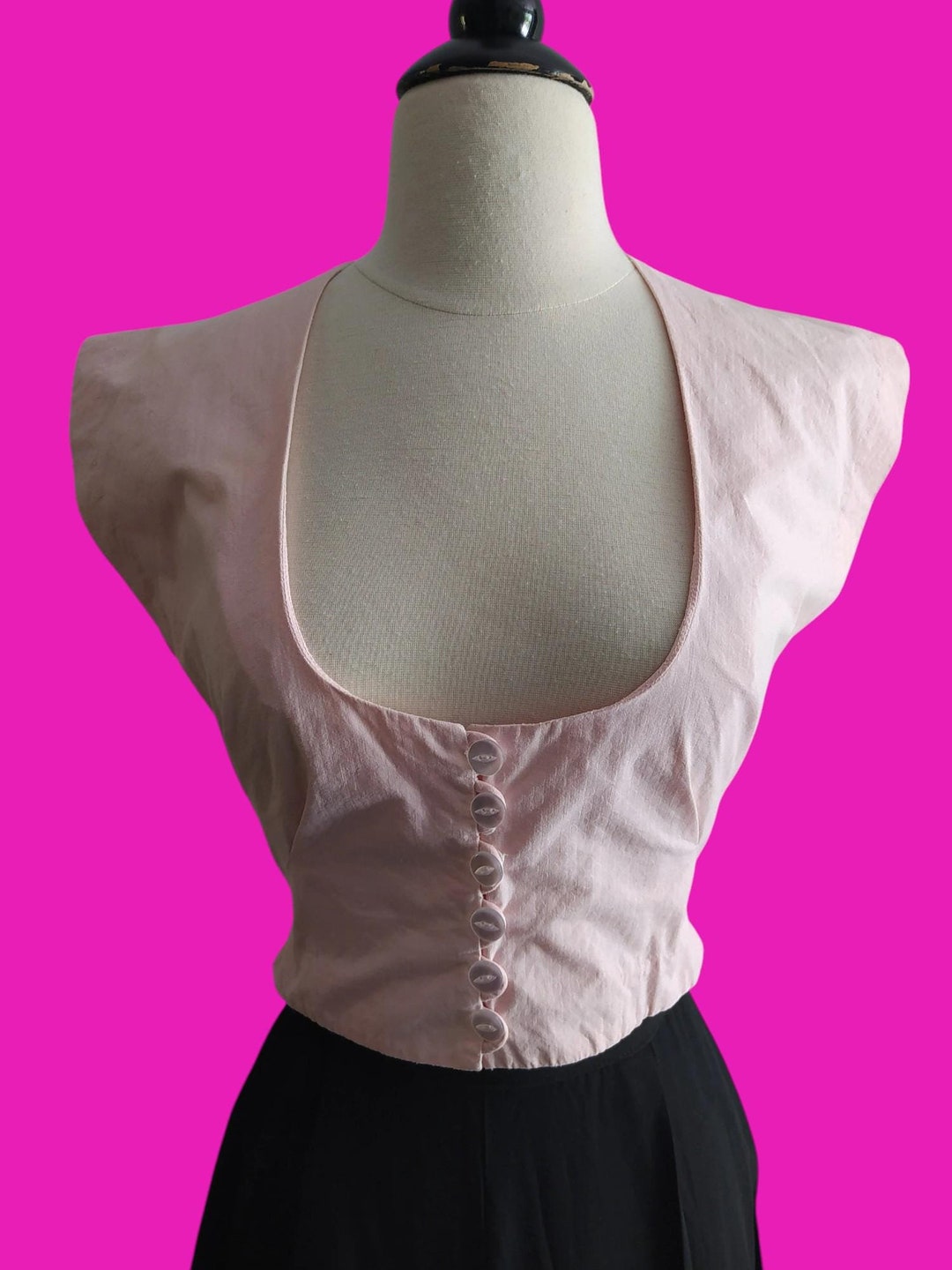 1940s Fiona Flirtiest Bust Blouse / Vintage 40s Whistle Bait Baby Pink ...