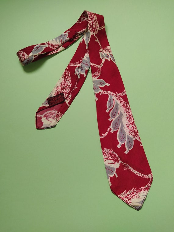 1940s Fred Fancy Falling Leaf Necktie / Vintage 40s M… - Gem