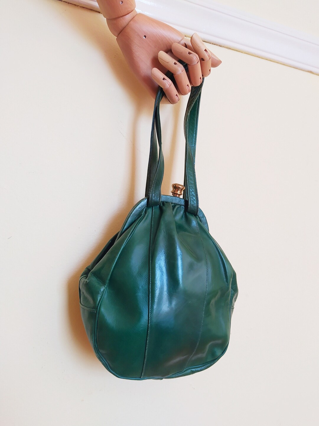 1940s Florence Fabulous Forest Purse / Vintage 40s Green Leather ...