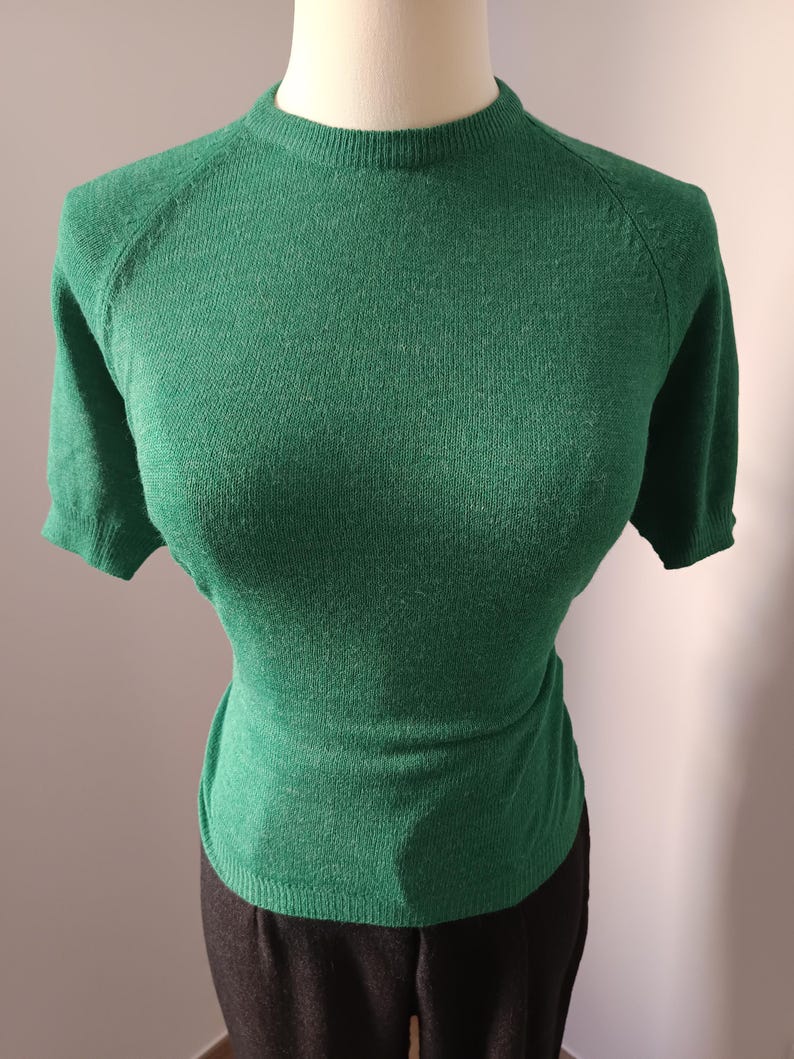 1950s Perfect Record Hop Pullover / Vintage 50s Emerald Green + White ...