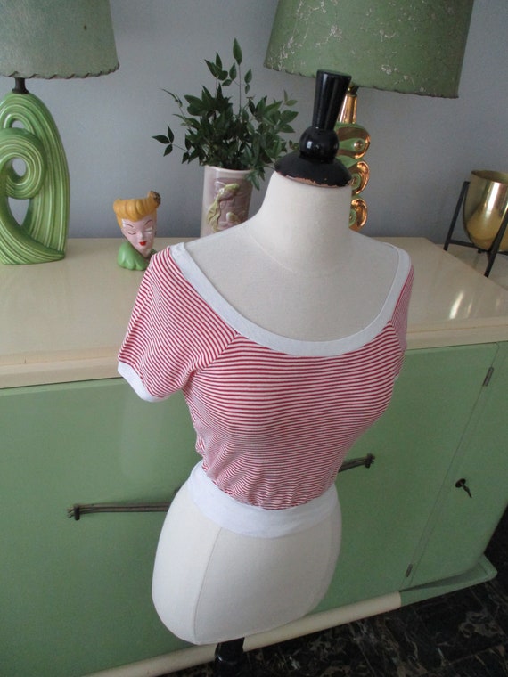 1950s Connie Candy Cane Striped Top / Deadstock Vinta… - Gem