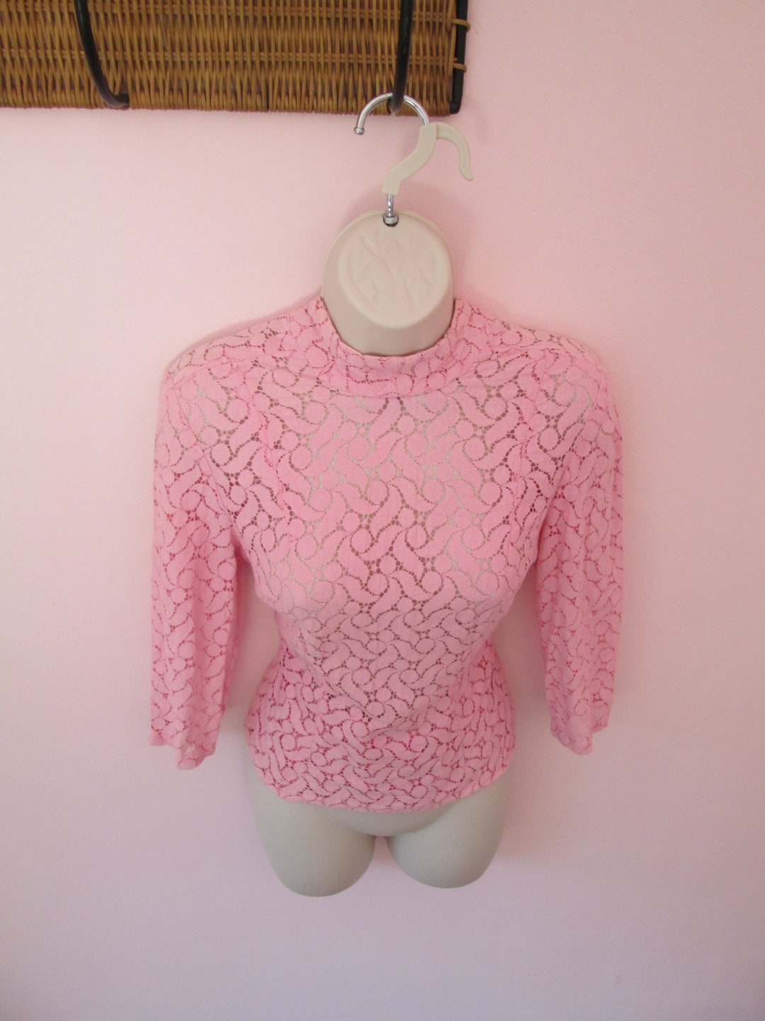 1950s Pretty in Pink Risque Lace Blouse Ll Vintage 50s See - Etsy