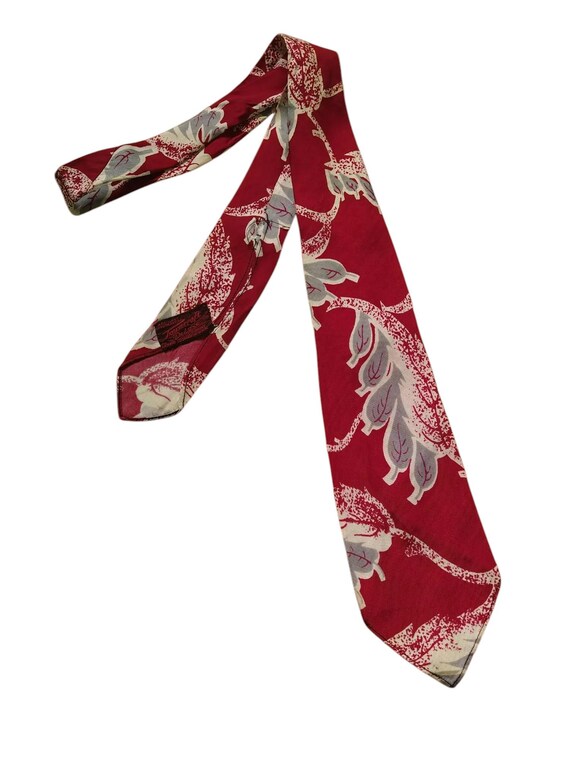 1940s Fred Fancy Falling Leaf Necktie / Vintage 40s M… - Gem