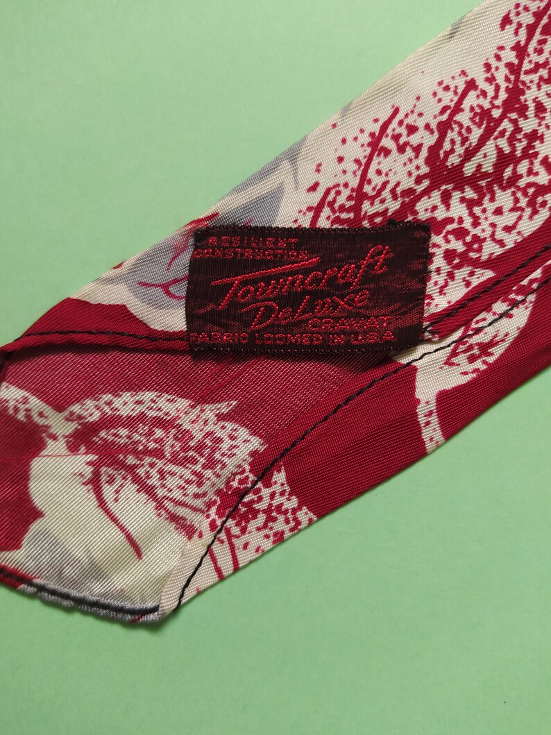 1940s Fred Fancy Falling Leaf Necktie / Vintage 40s Maroon + Grey ...