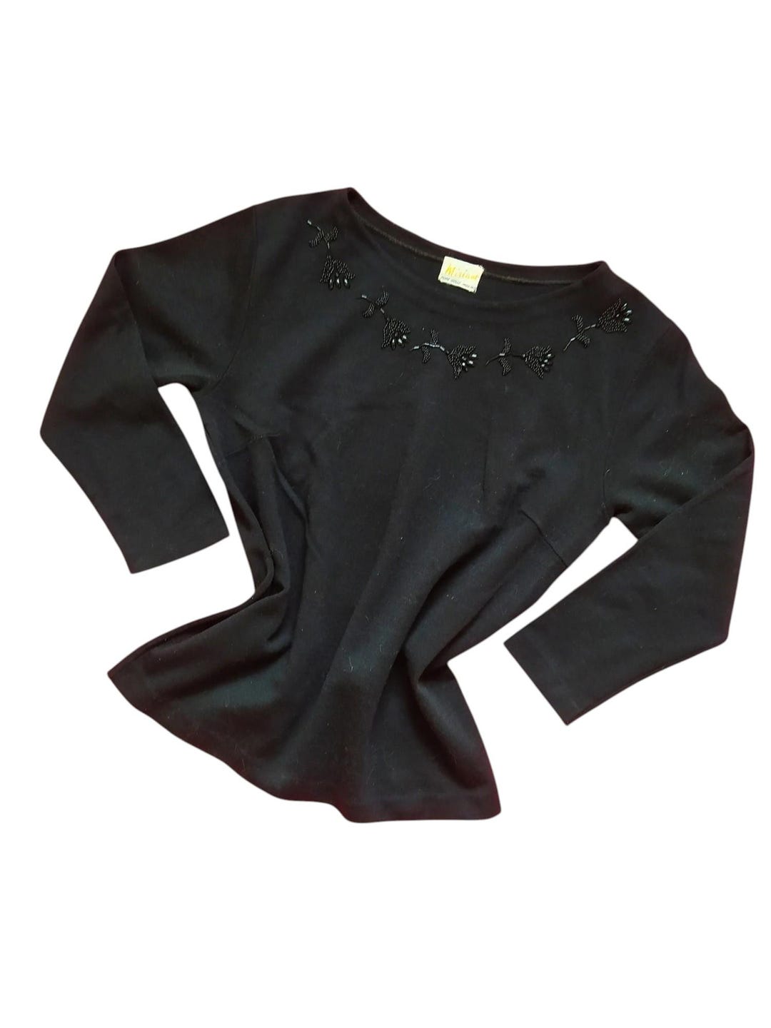 1950s Isa Ideal Italian Jumper / Vintage 50s Black Wool + Beaming Pearl ...