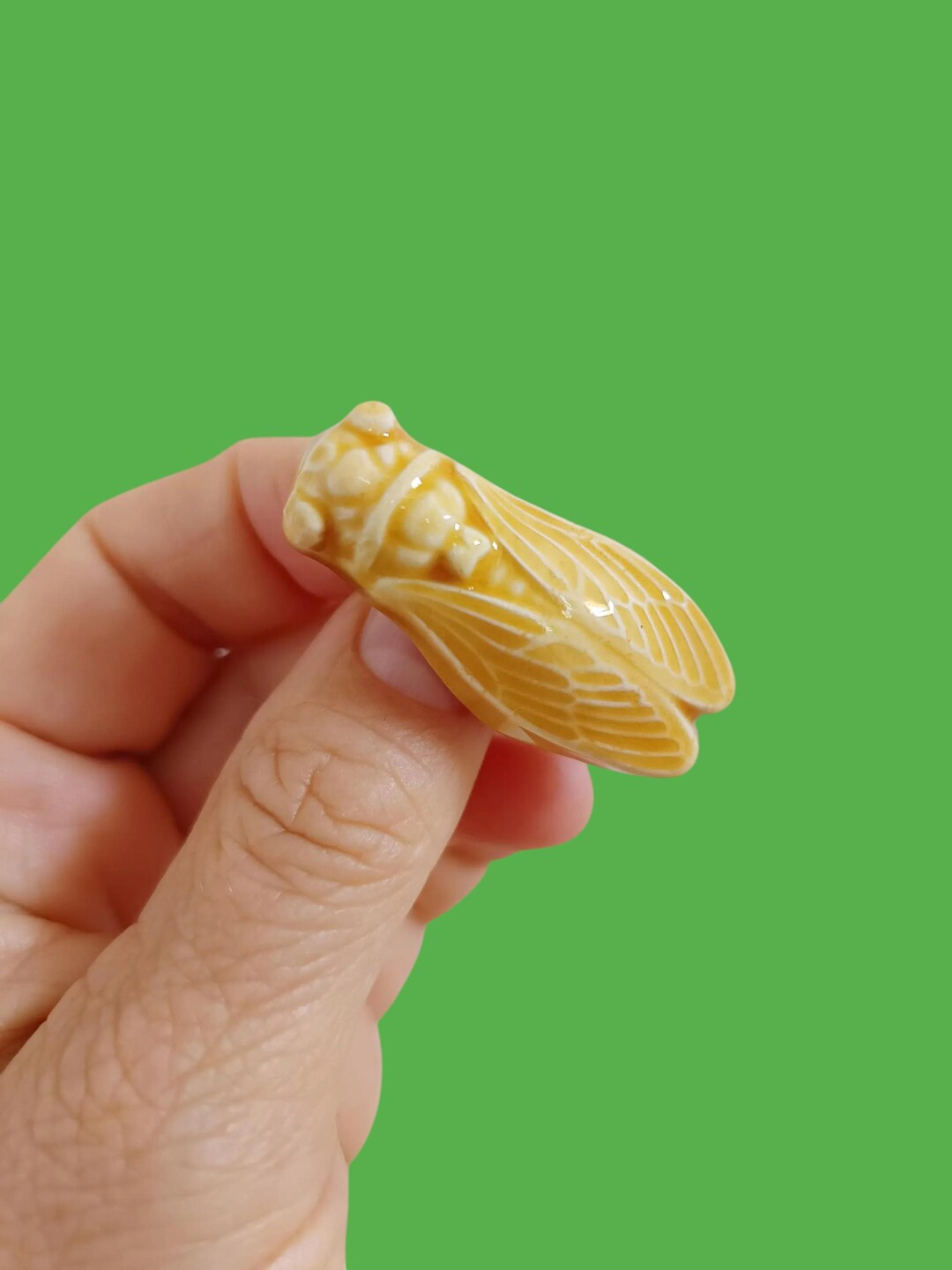 1940s Celestial Ceramic Cicada Brooch / Vintage 40s Butter Yellow ...