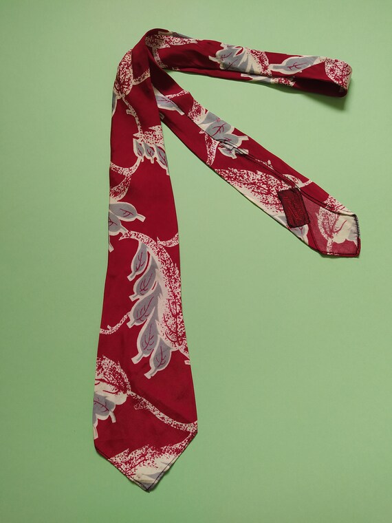 1940s Fred Fancy Falling Leaf Necktie / Vintage 40s M… - Gem