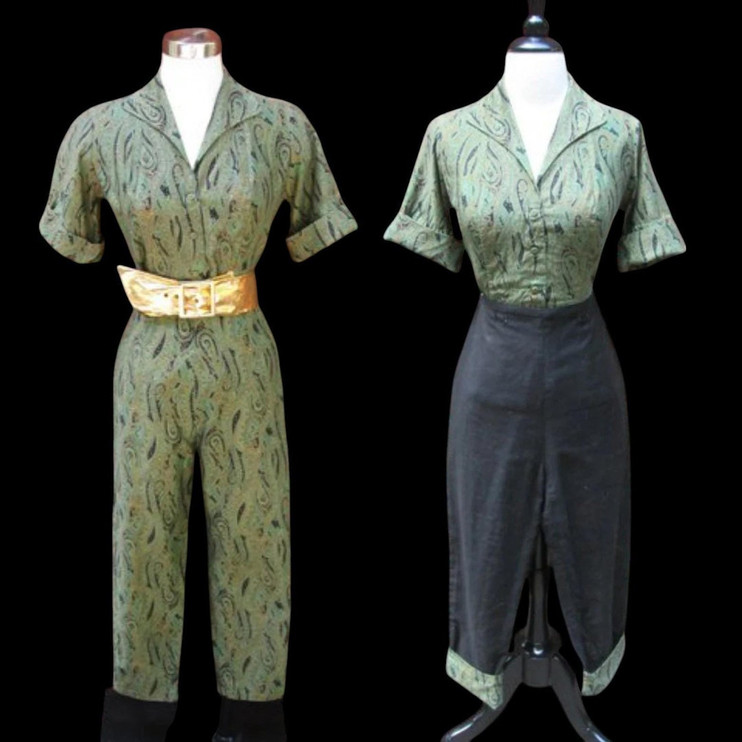 1950s Babelicious Bombshell Catsuit / Vintage 50s Blouse + Reversible ...