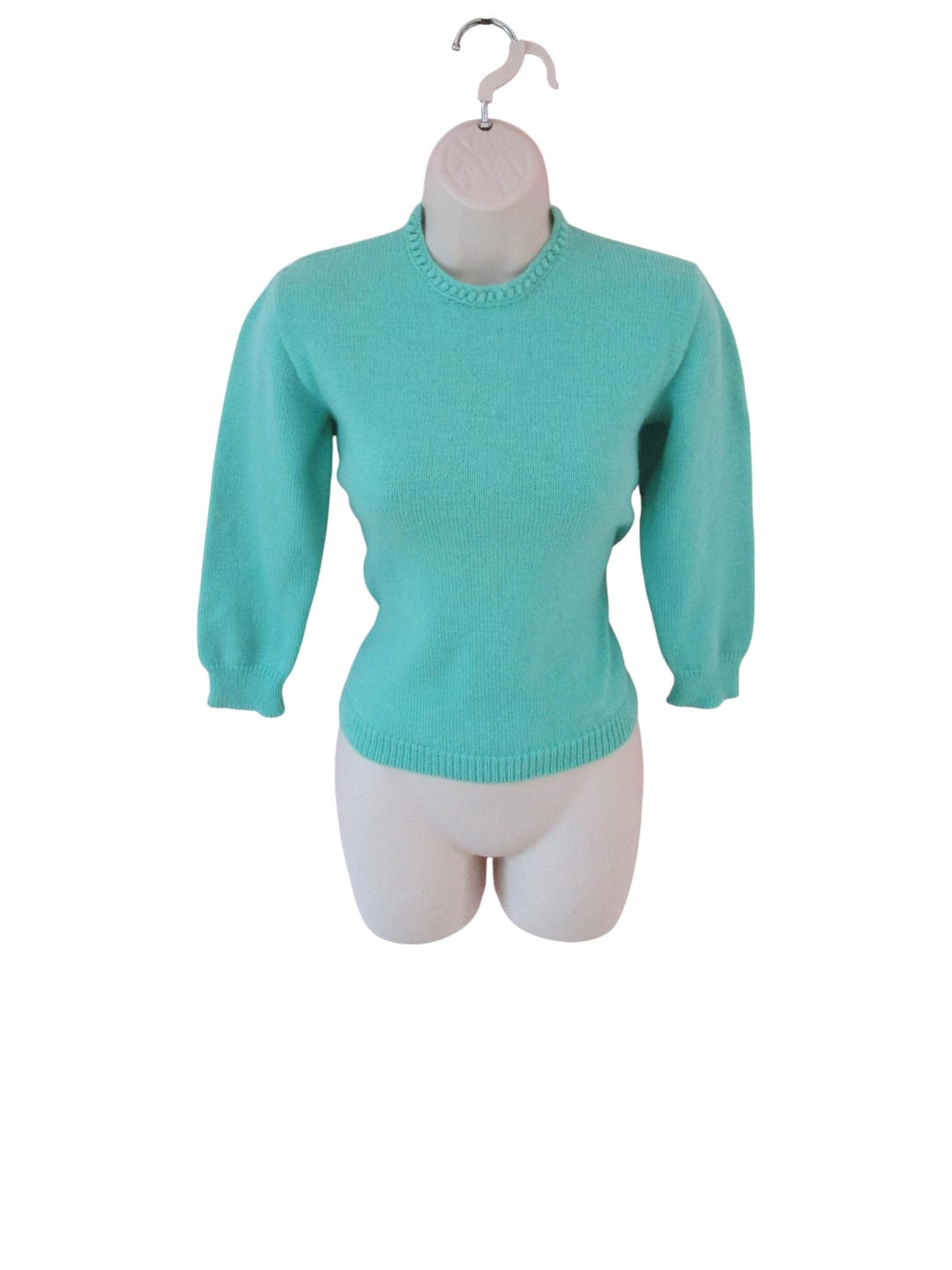 1940s Snug Seafoam Sweater / Vintage 40s Green Wool Knit Jumper ...