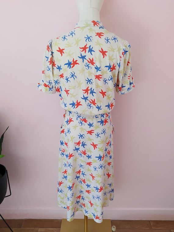 1930s Stella Stellar Starfish Dress / Vintage 30s Whi… - Gem