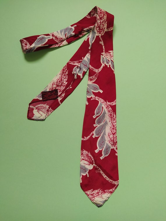 1940s Fred Fancy Falling Leaf Necktie / Vintage 40s M… - Gem