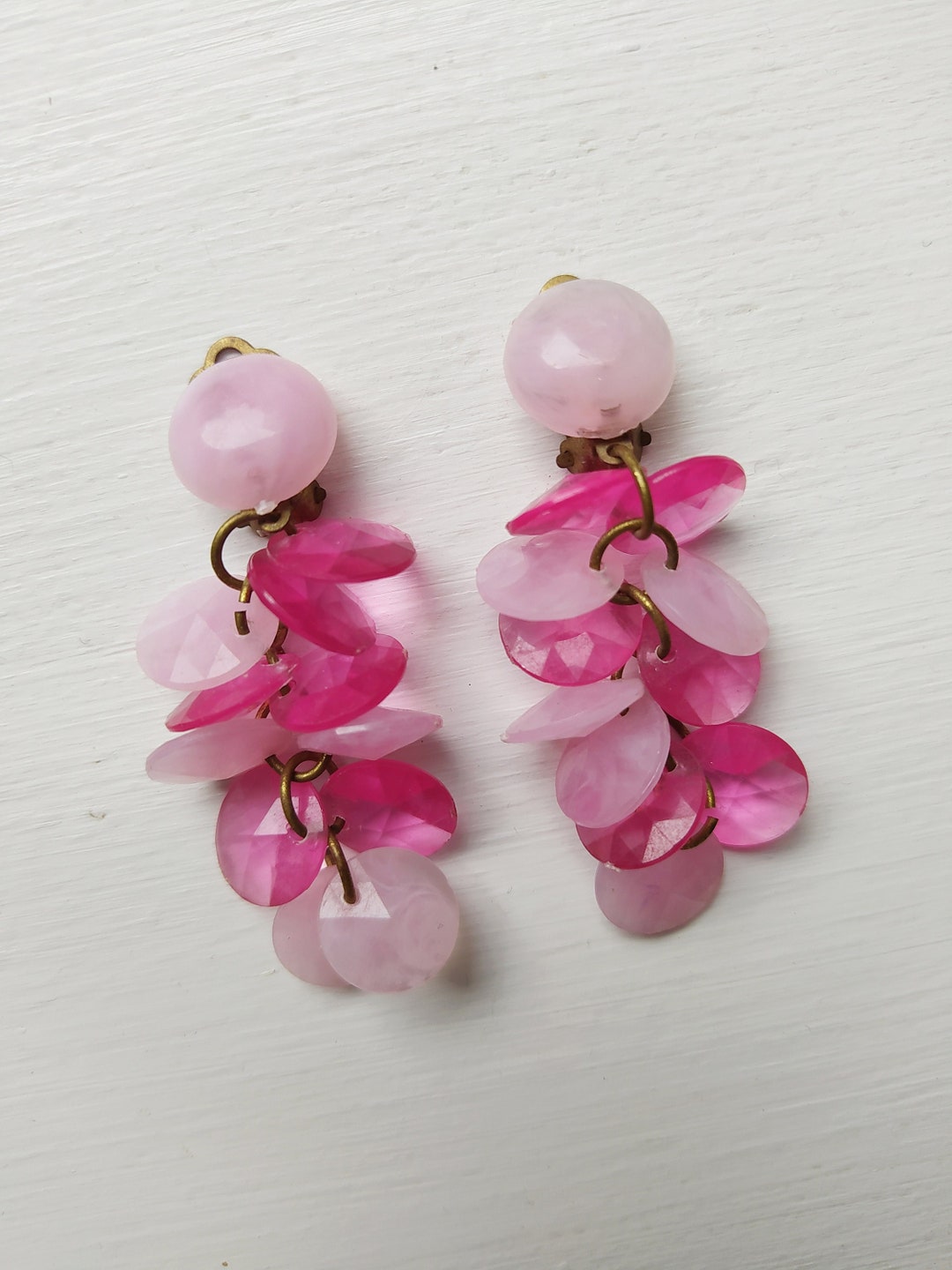 1950s Cheerful Chacha Chip Clips / Vintage 50s Powder Pink Raspberry ...