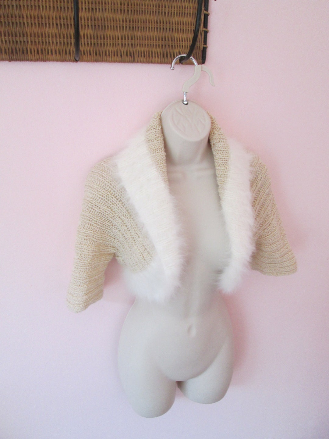 1950s Glenda Glamourous Bolero / Vintage 50s Beige Gold Lurex Wool ...