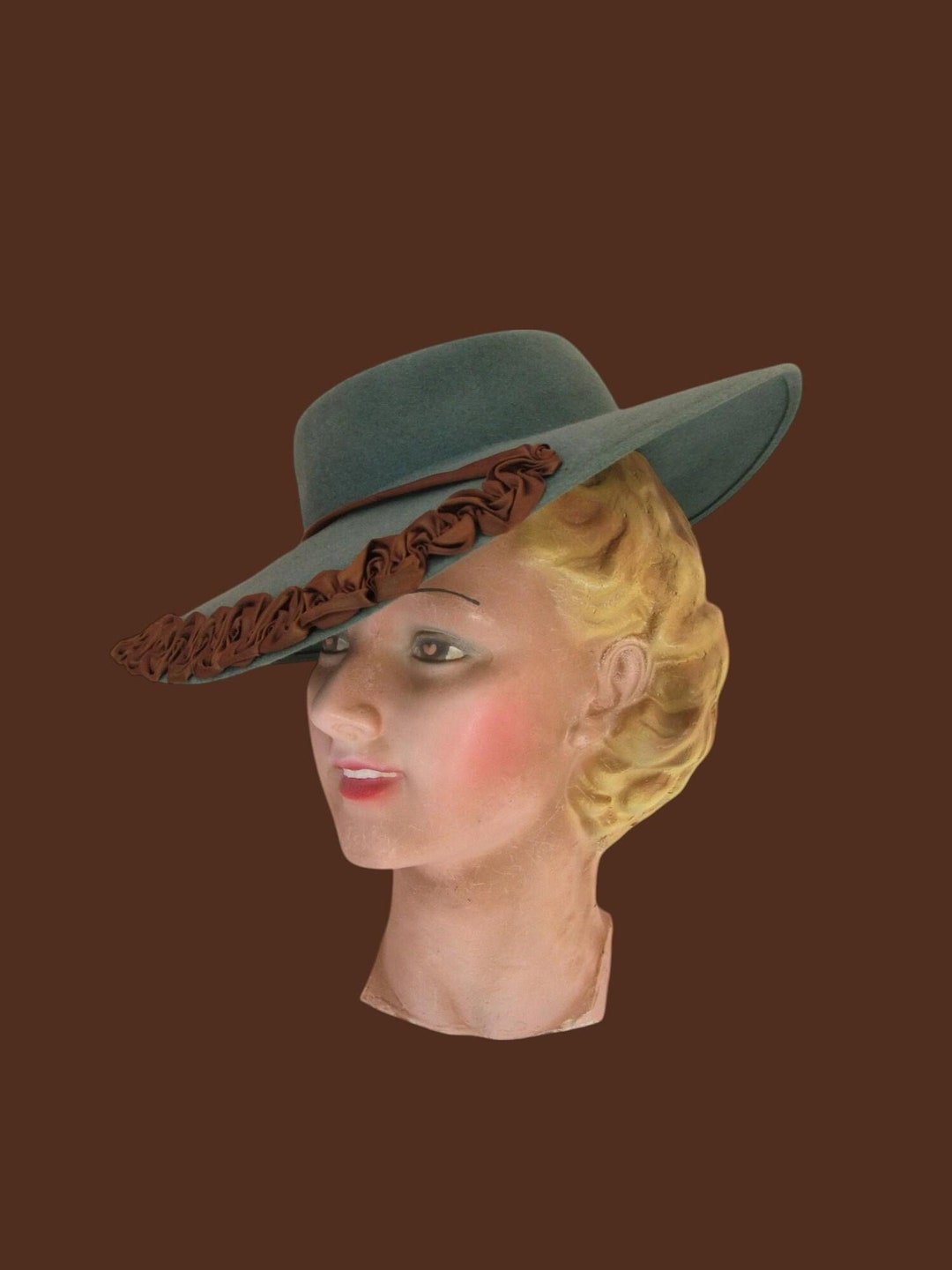 1940s Fletching Felt Fedora / Deadstock Vintage 40s Large Teal Wool ...