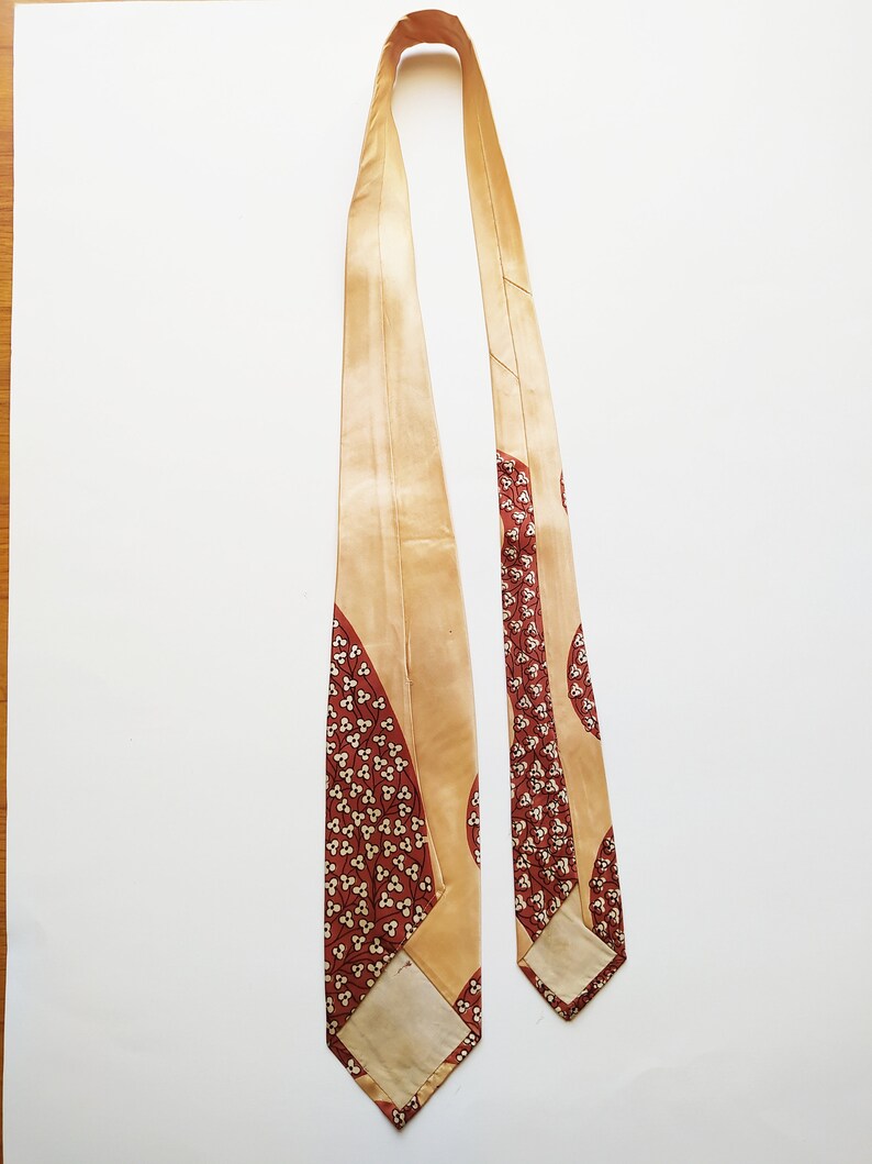 1940s Bodacious Blooming Beach Wave Necktie / Vintage 40s Apricot ...