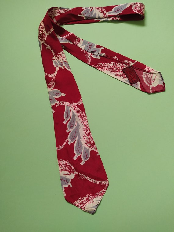 1940s Fred Fancy Falling Leaf Necktie / Vintage 40s M… - Gem