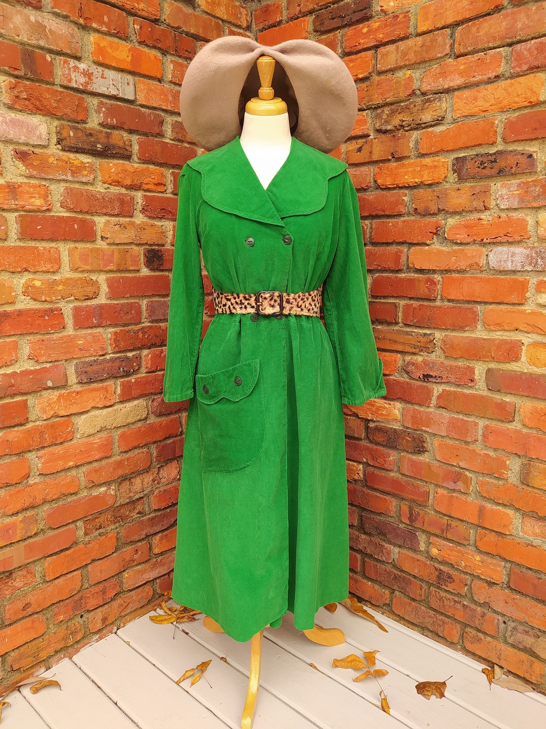 1940s Lorna Lavish Lucky Green Corduroy Coat / Vintage 40s Emerald ...