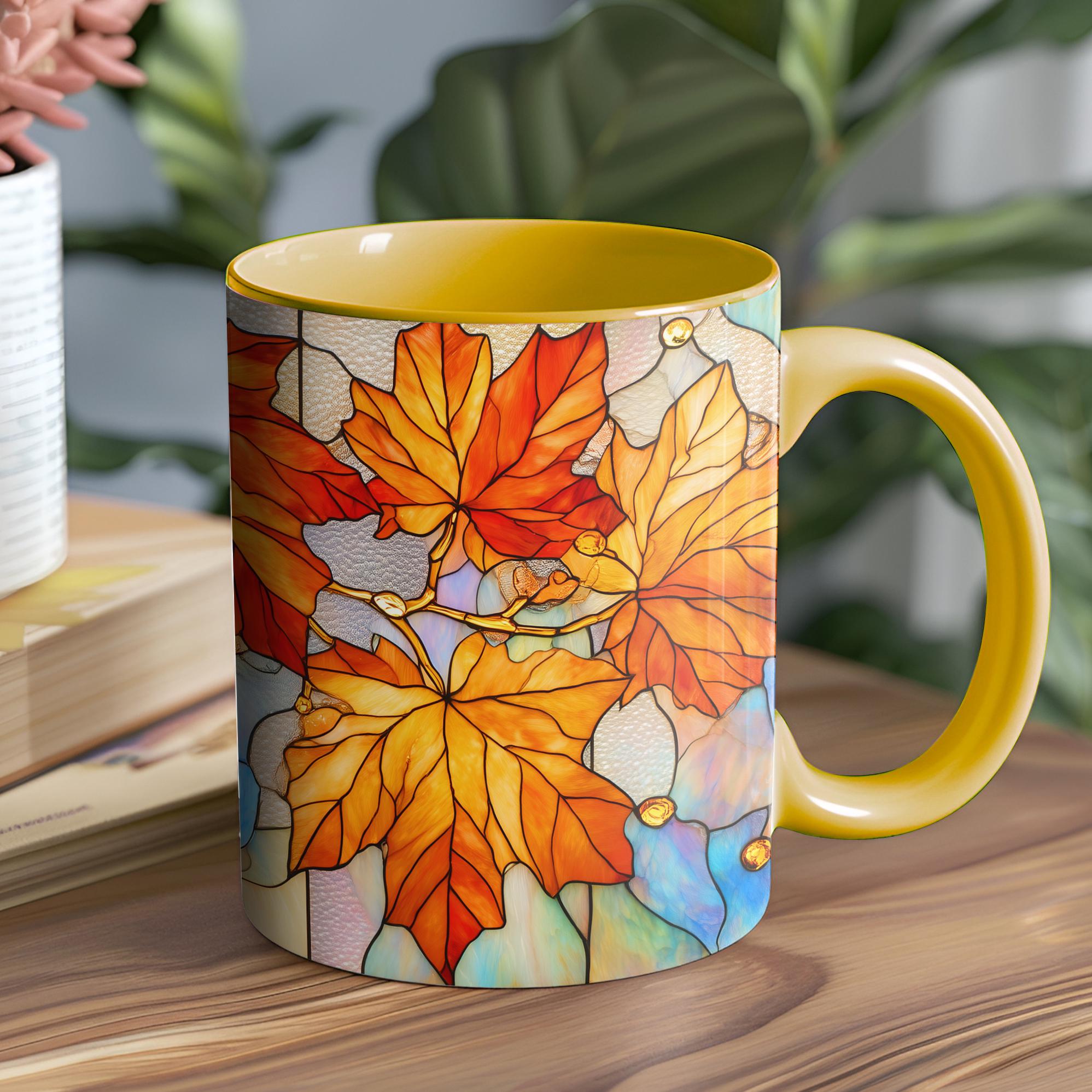 Maple Leaf Stained Glass Coffee Mug: Cottagecore Drinkware Gift - Etsy