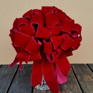 Red Velvet Christmas Tree Topper, Handcrafted Ribbon Bow - Etsy